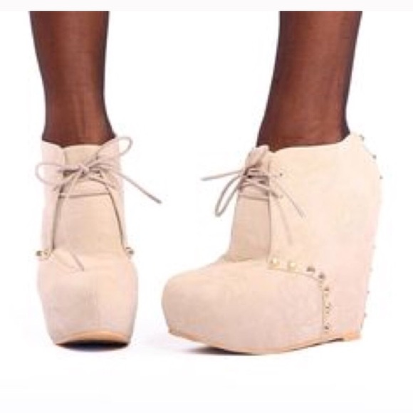 Iron Fist | Shoes | Iron Fist Nude Maneater Studded Wedge | Poshmark